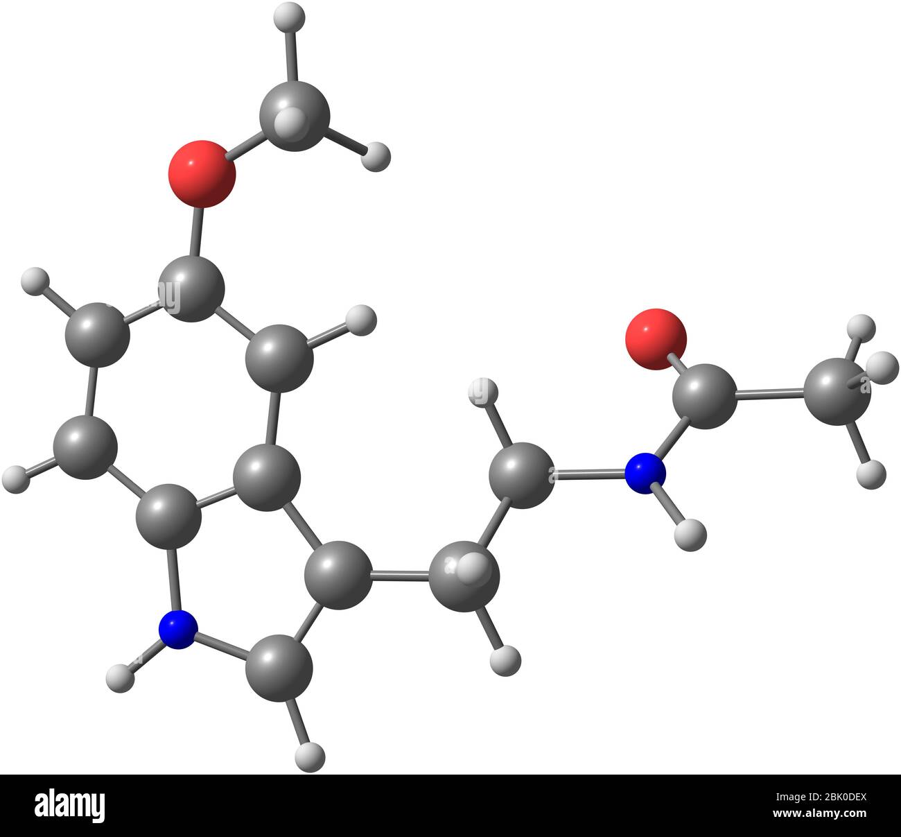 A structural molecular model of the hormone Melatonin. It is an ...