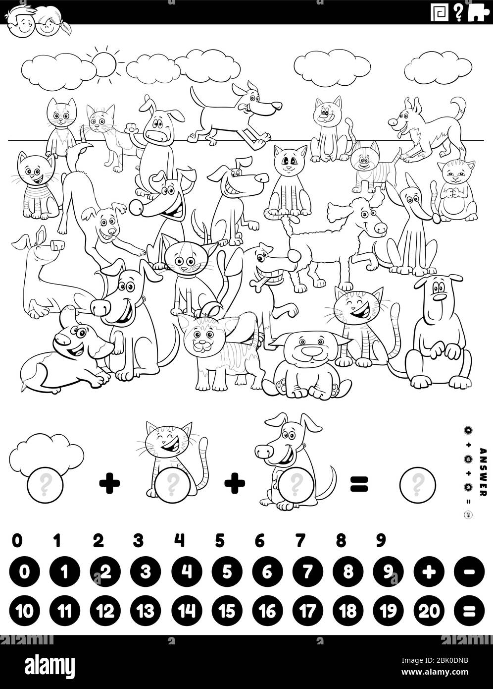 Black and White Cartoon Illustration of Educational Mathematical ...