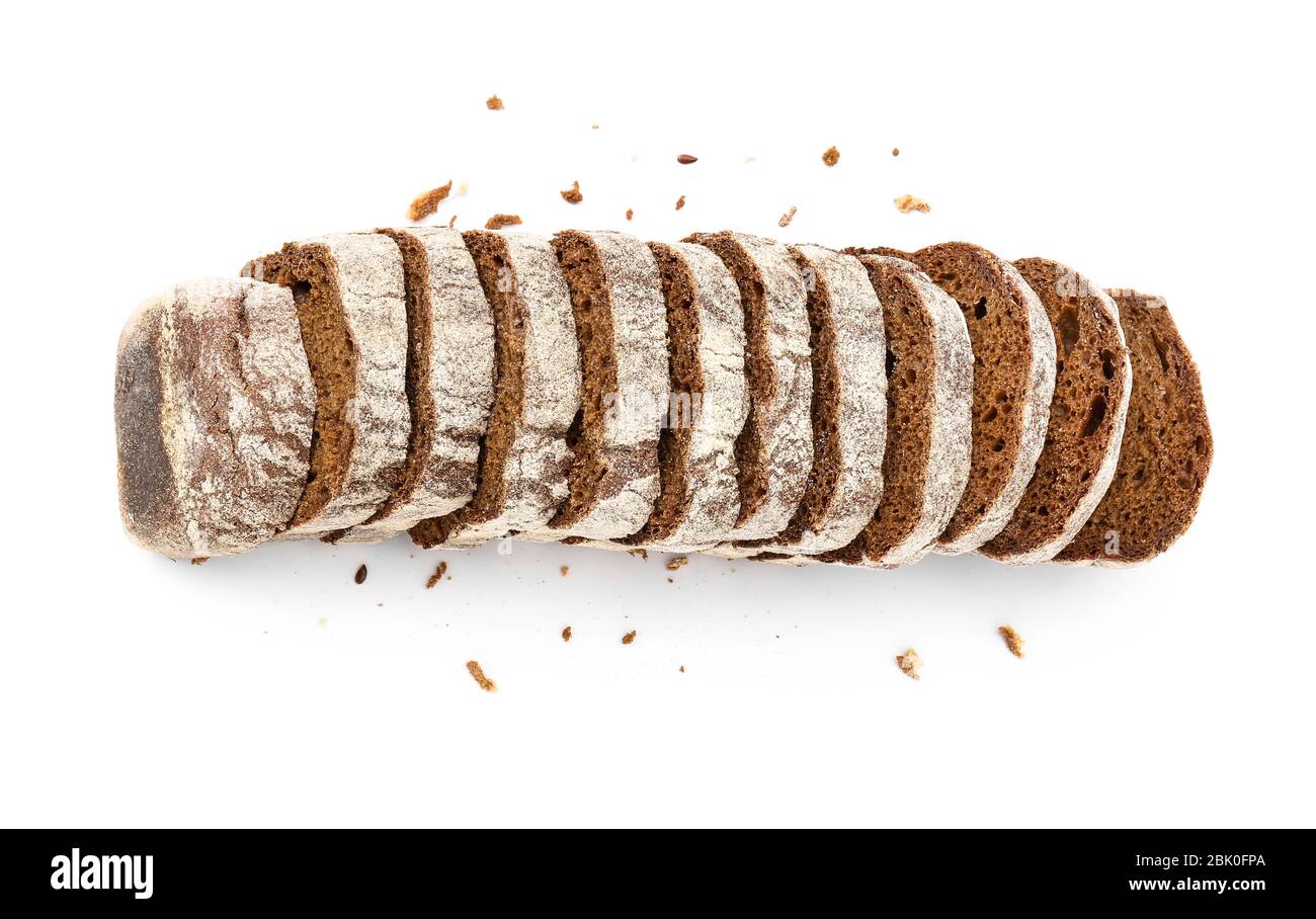 Tasty cut bread on white background Stock Photo - Alamy