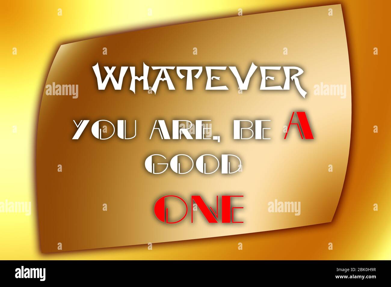 Happy think positive typography. Modern text quote. Hand-written slogan ...