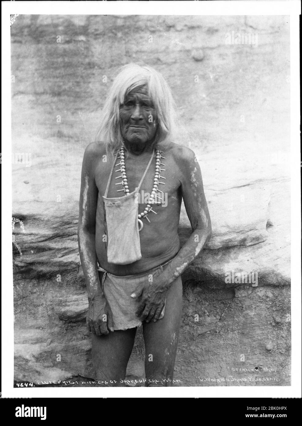 Hopi Priest with bag of sacred meal for the Flute Dance Ceremony at the ...