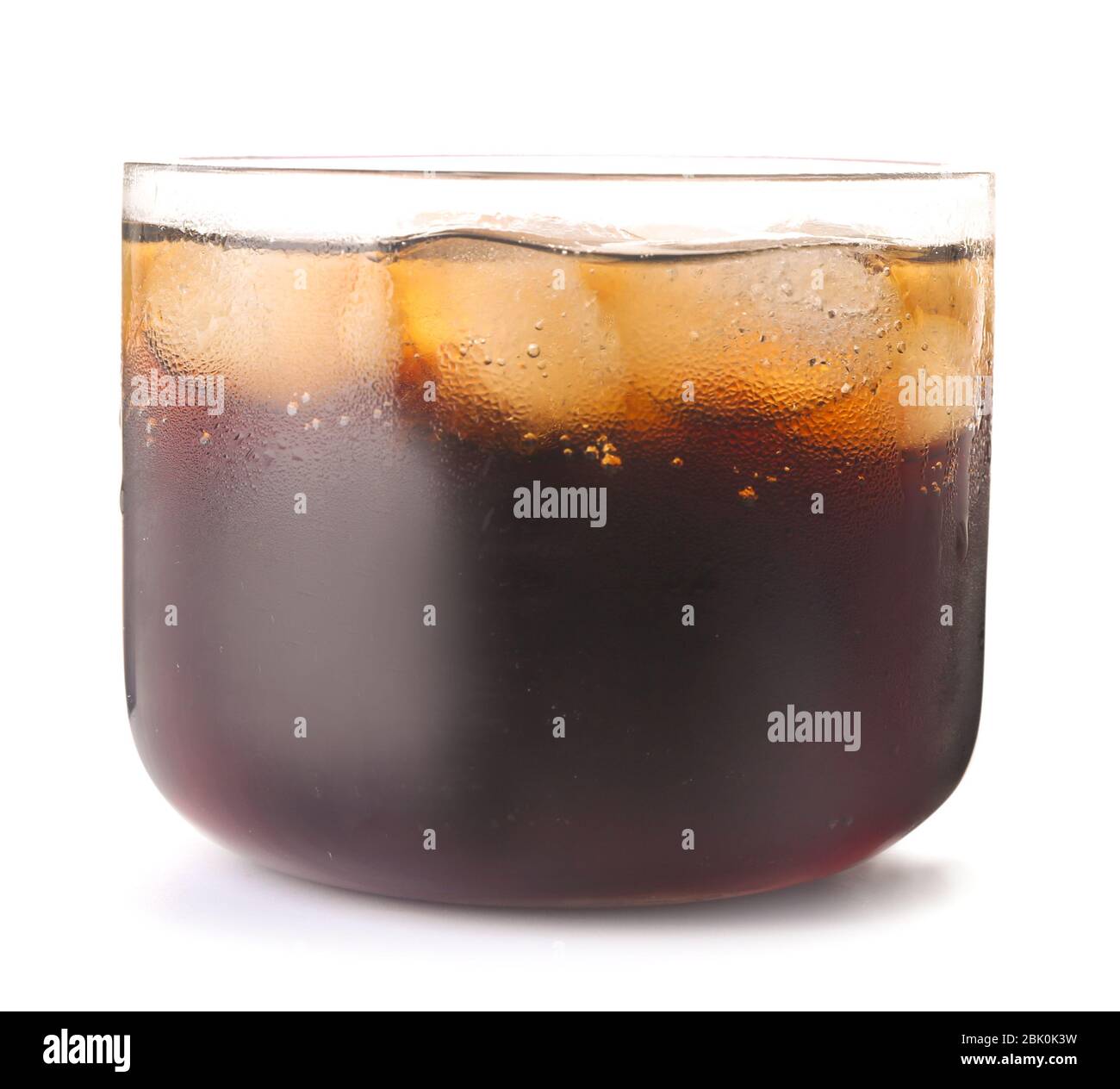 Glass of cold cola on white background Stock Photo - Alamy