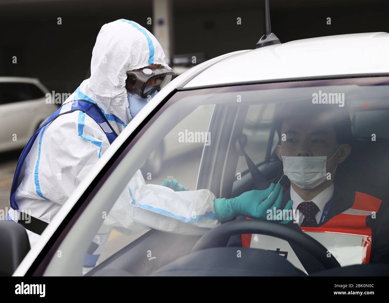 Training for drive-through coronavirus testing is under way in Sapporo ...