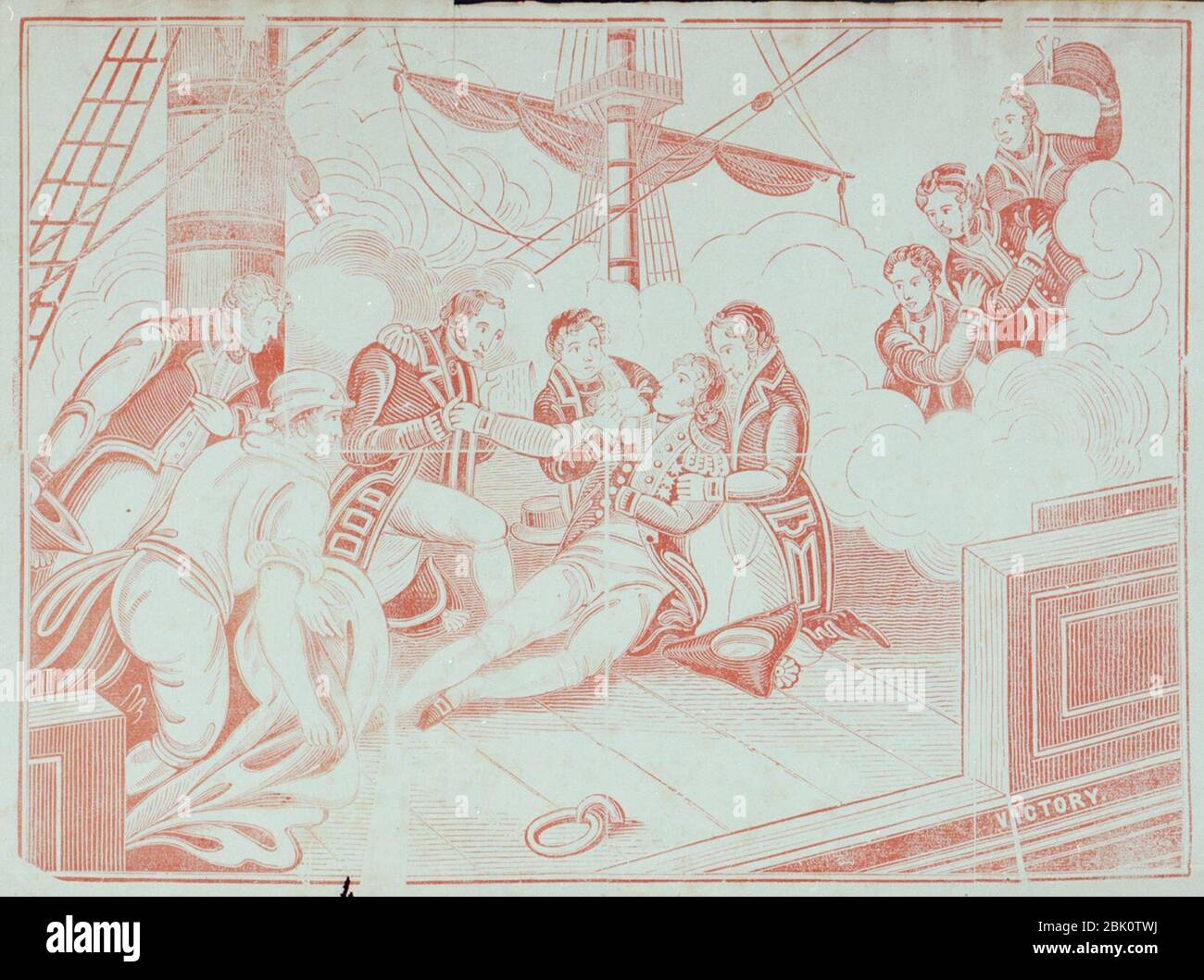 Horatio Nelson mortally wounded at the Battle of Trafalgar Stock Photo ...