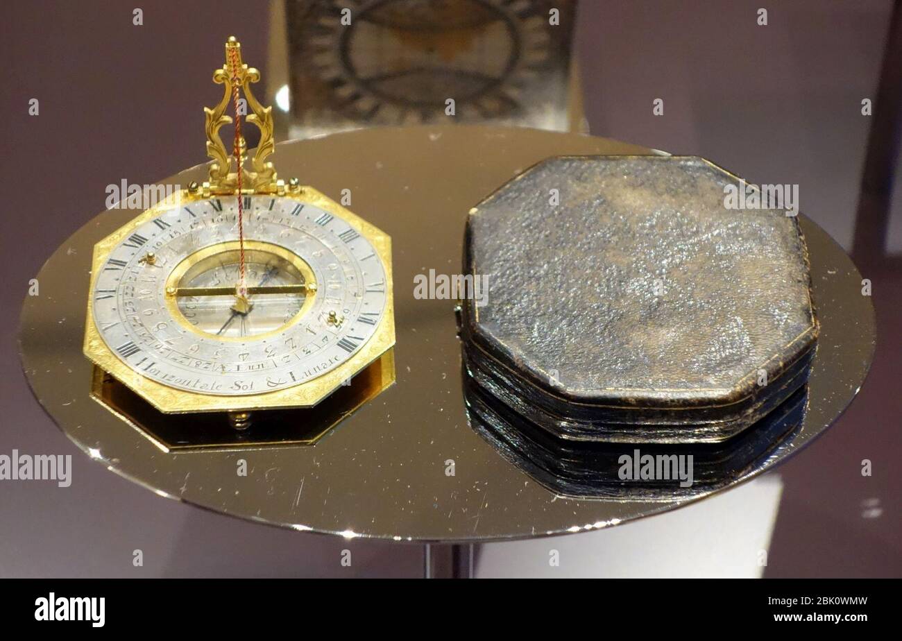 Horizontal sundial with case, Johann Martin, Augsburg, c. 1700 Stock ...
