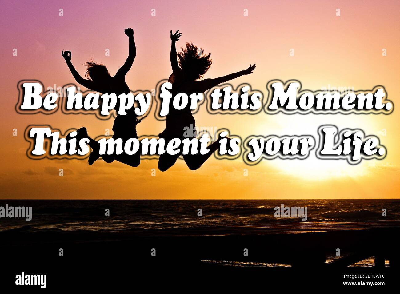 Happy think positive typography. Modern text quote. Hand-written slogan ...