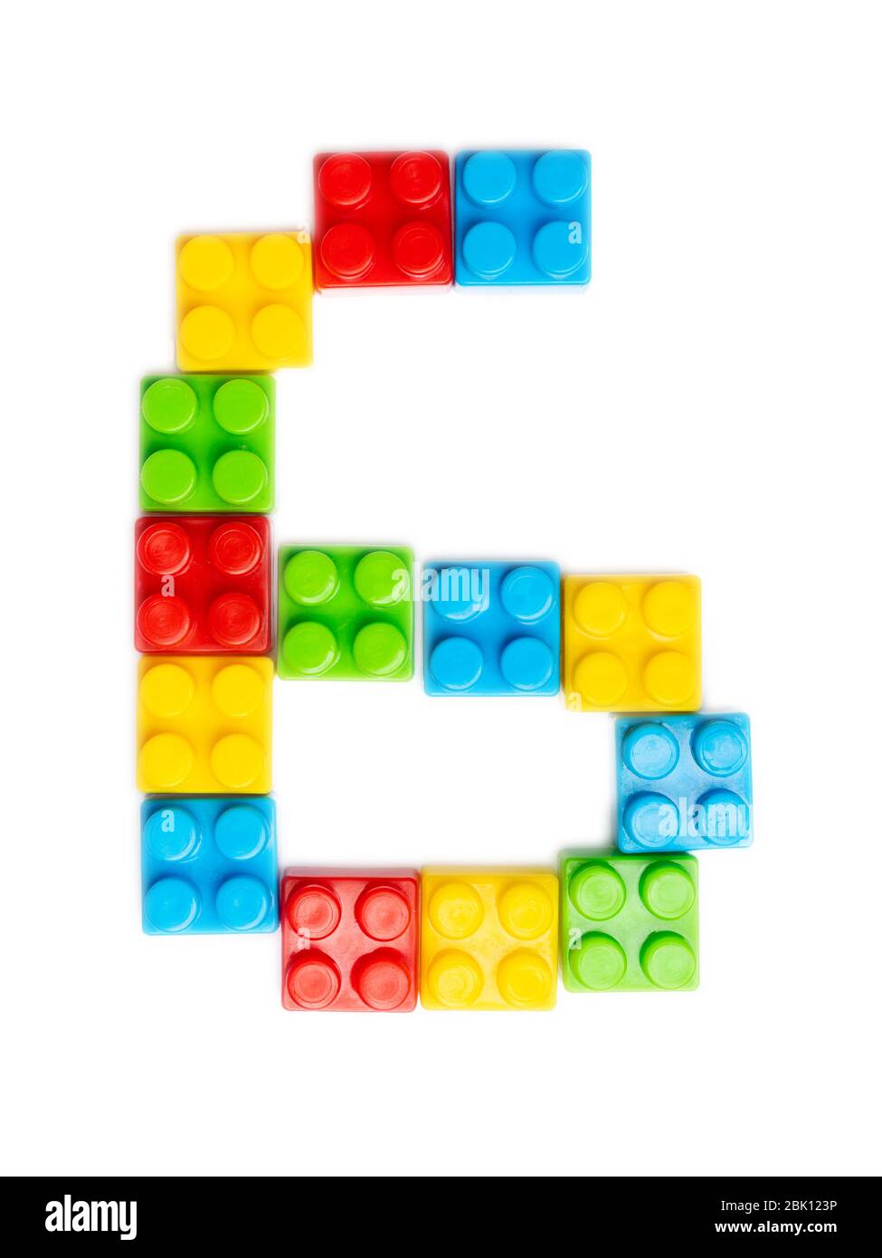 Arabic numeral "6" from multi-colored children's plastic constructor on ...
