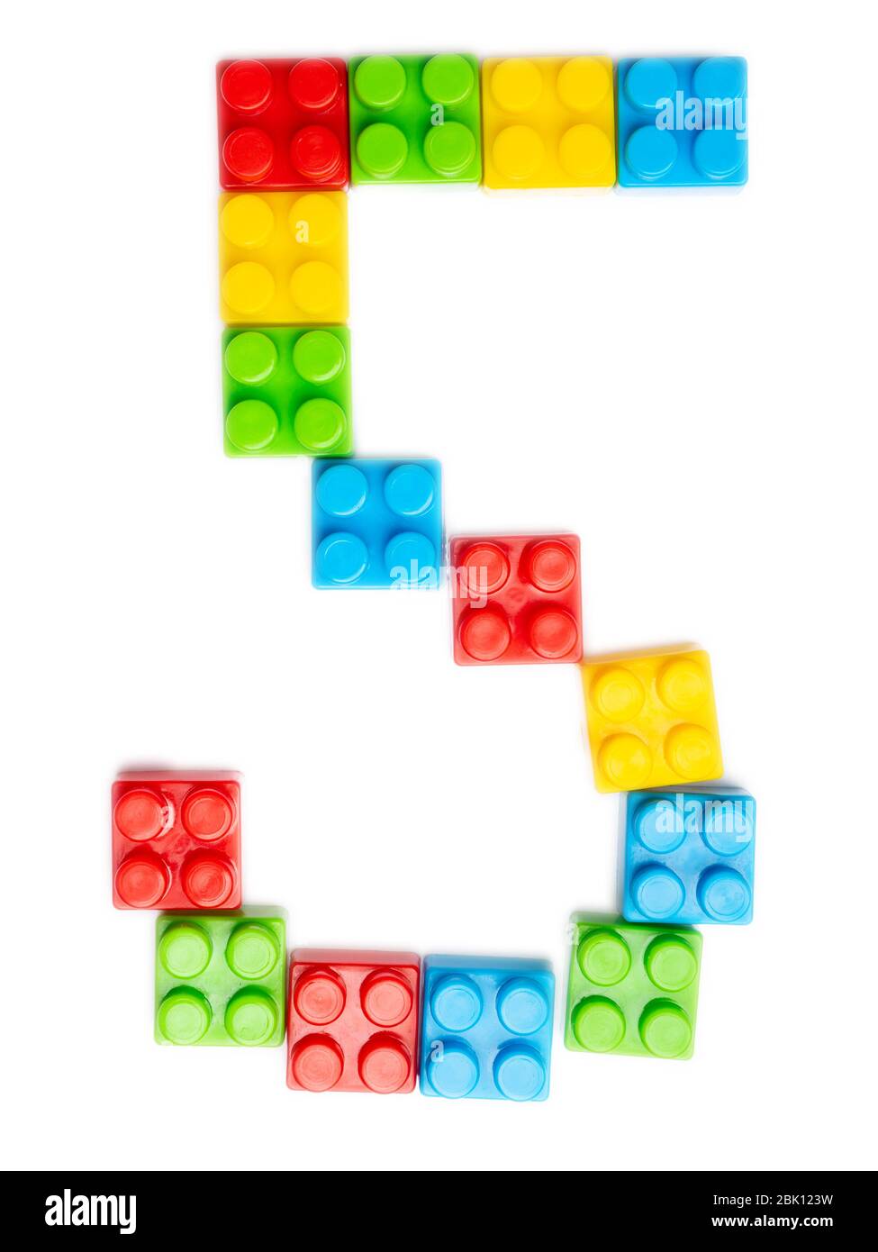 Arabic numeral "5" from multi-colored children's plastic constructor on ...