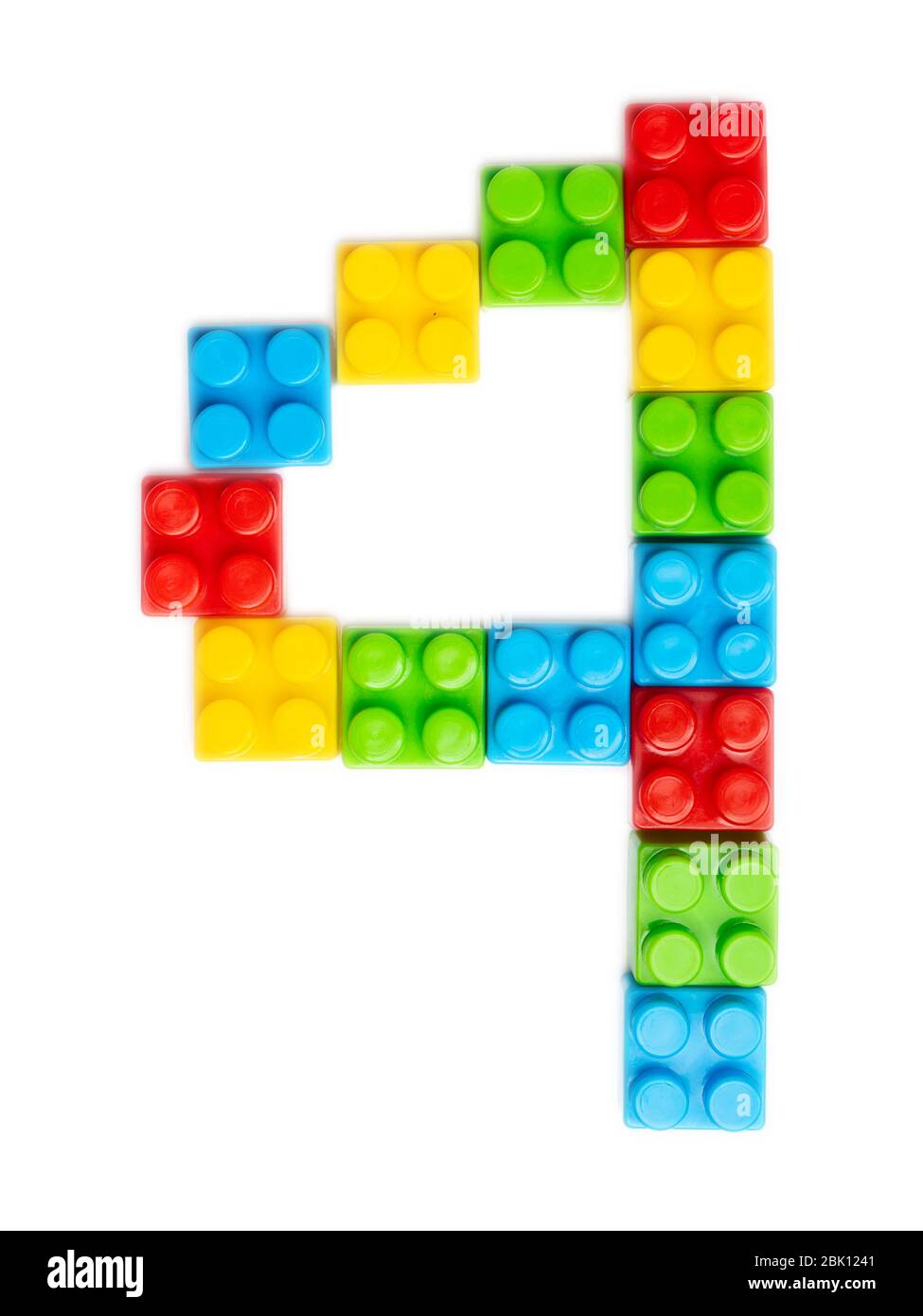 Arabic numeral "4" from multi-colored children's plastic constructor on ...