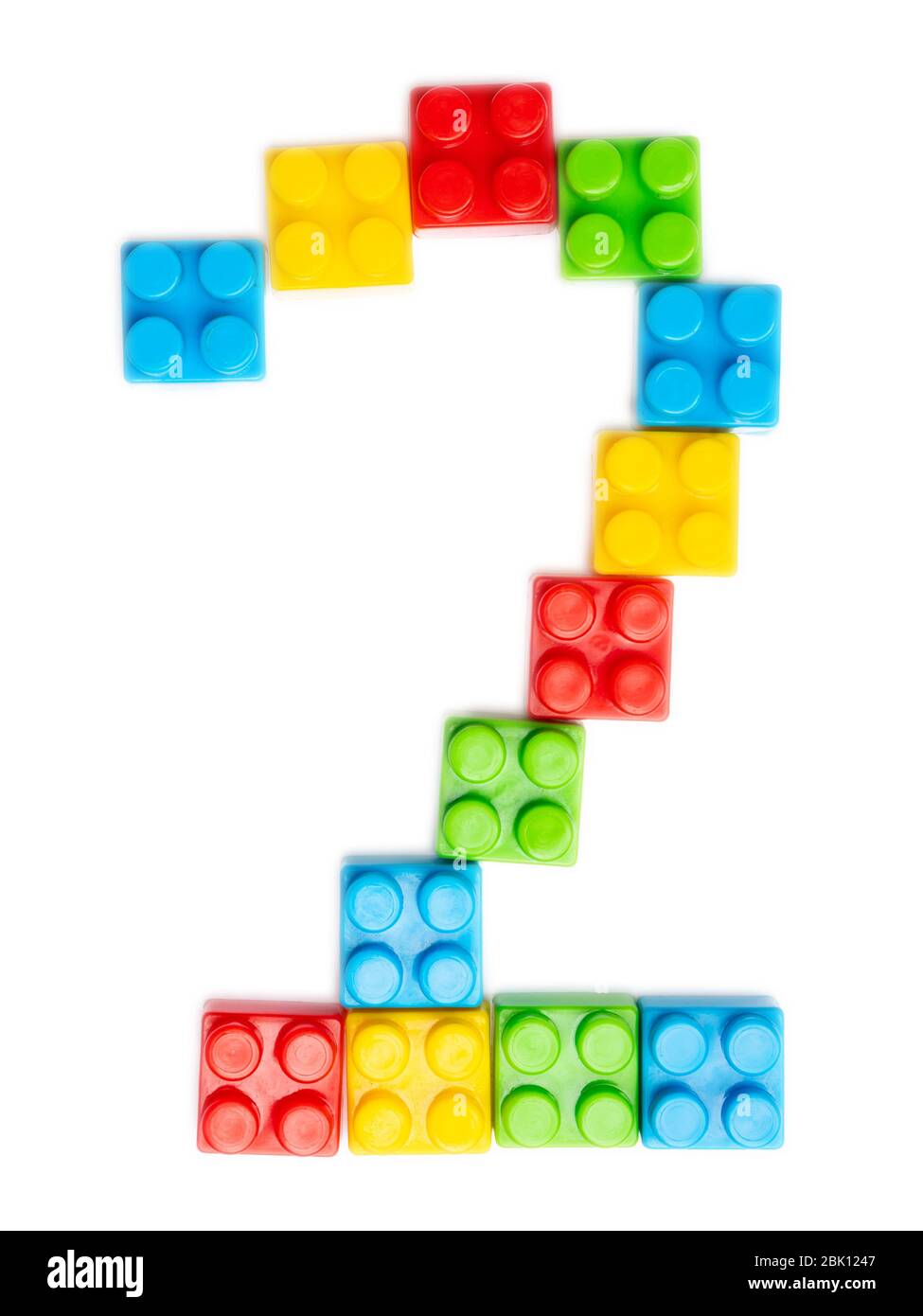 Arabic numeral "2" from multi-colored children's plastic constructor on ...