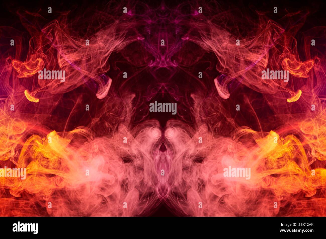 Toxic movement of color smoke abstract on black background, fire design ...