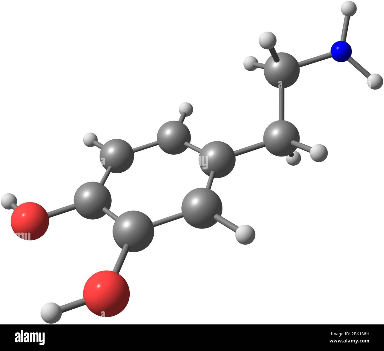 Structural model of Dopamine. It is a neurotransmitter affecting ...