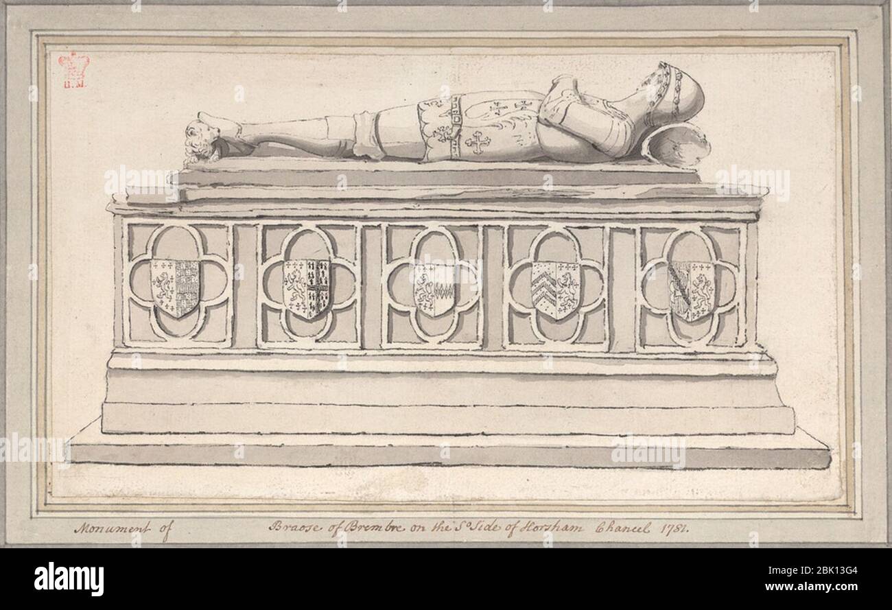 Horsham Church Braose monument by Samuel Hieronymus Grimm 1781 Stock ...
