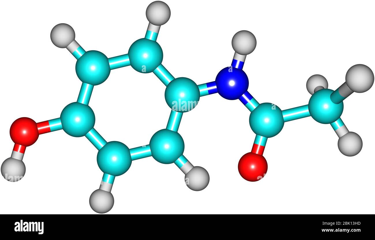 Paracetamol molecular model on white Stock Photo - Alamy