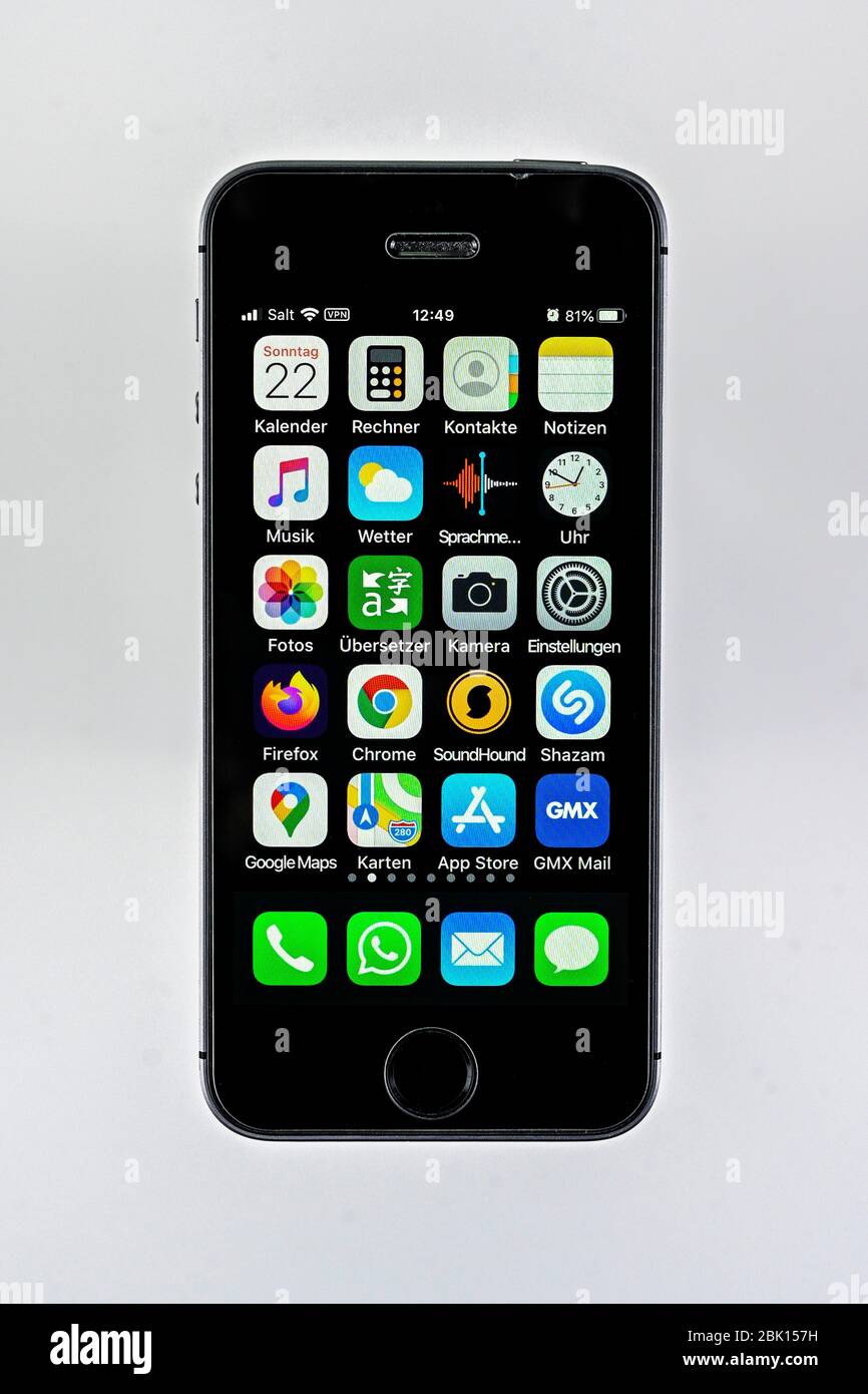 IPhone with different apps on display, cutout, Germany Stock Photo - Alamy