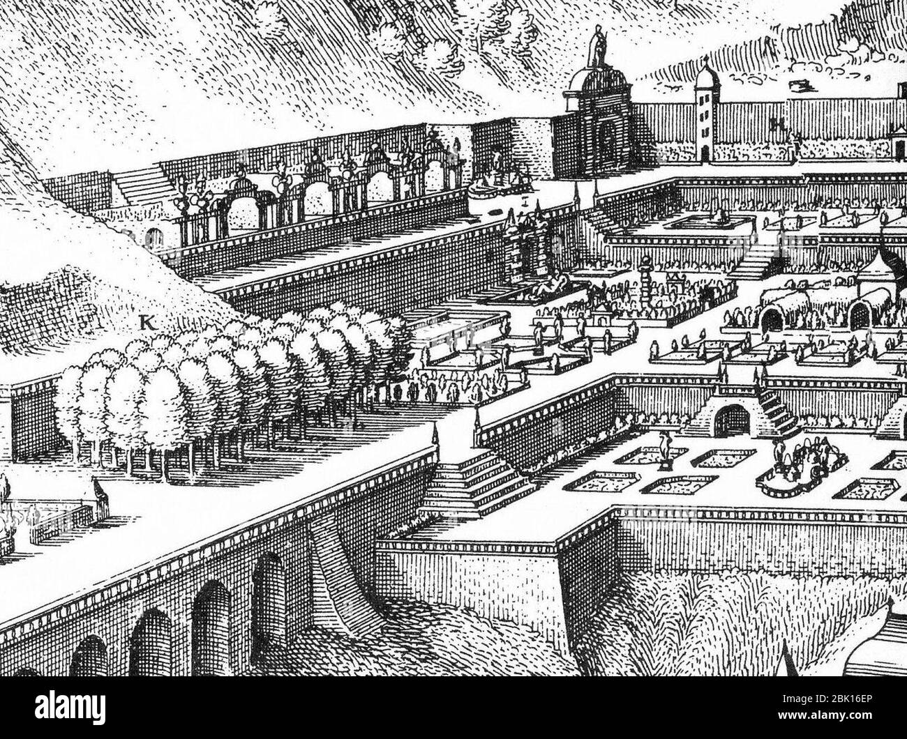 Hortus Palatinus Heidelberg 1620 von Merian Stock Photo - Alamy