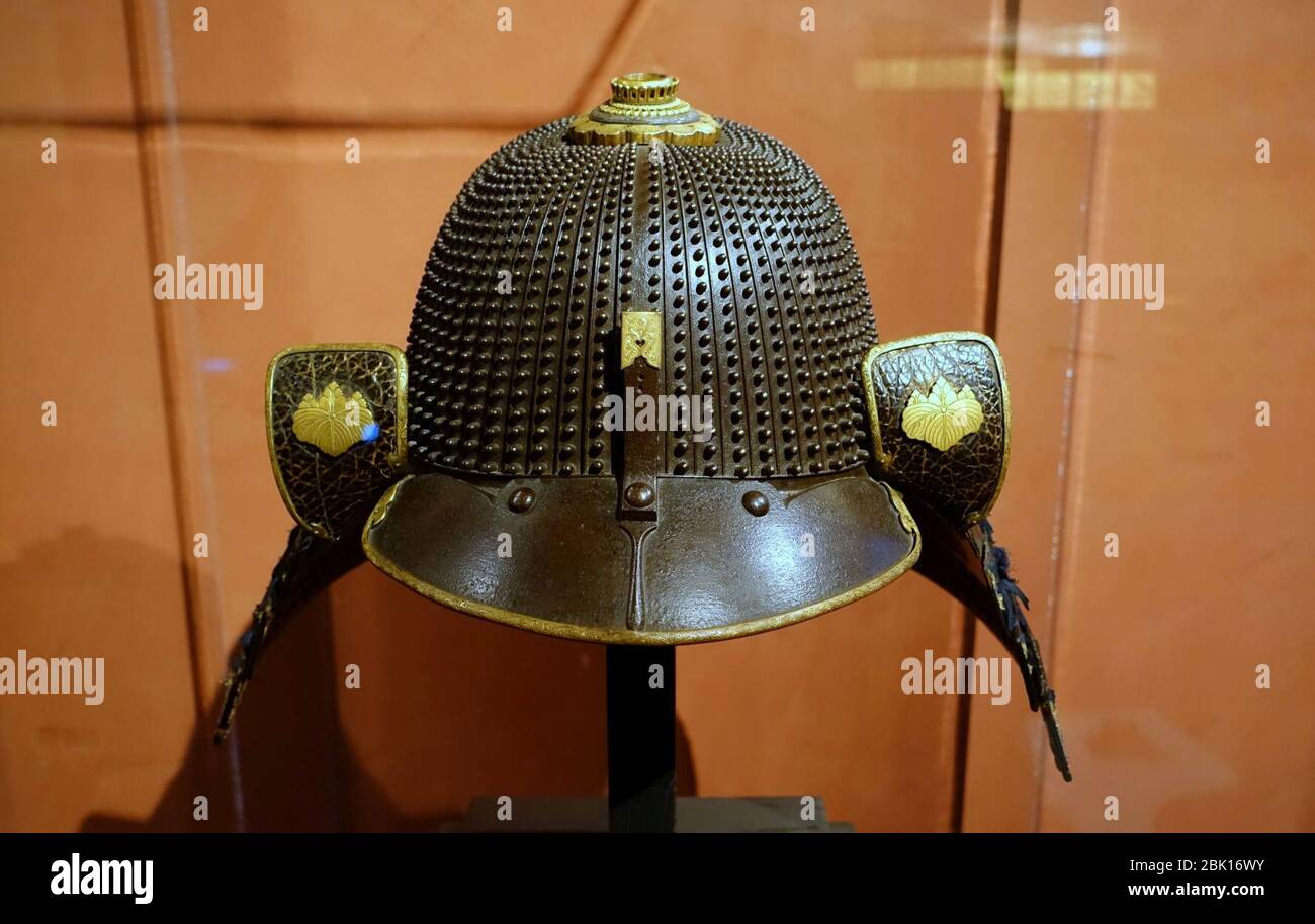 Hoshibachi kabuto (riveted helmet) with crest of the Matsudaira clan ...
