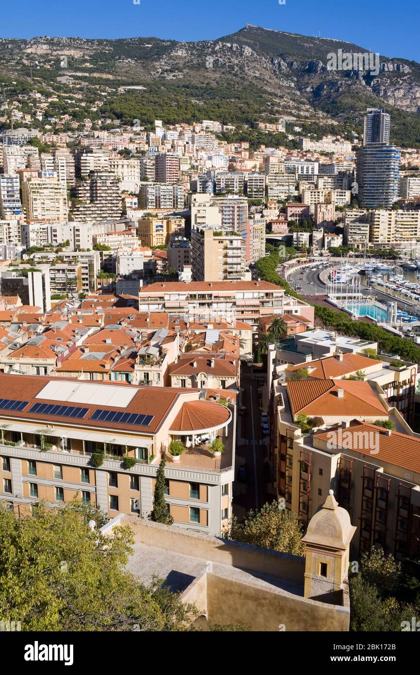 Monte Carlo viewed from Old Monaco, Monte Carlo, Monaco, Europe Stock ...