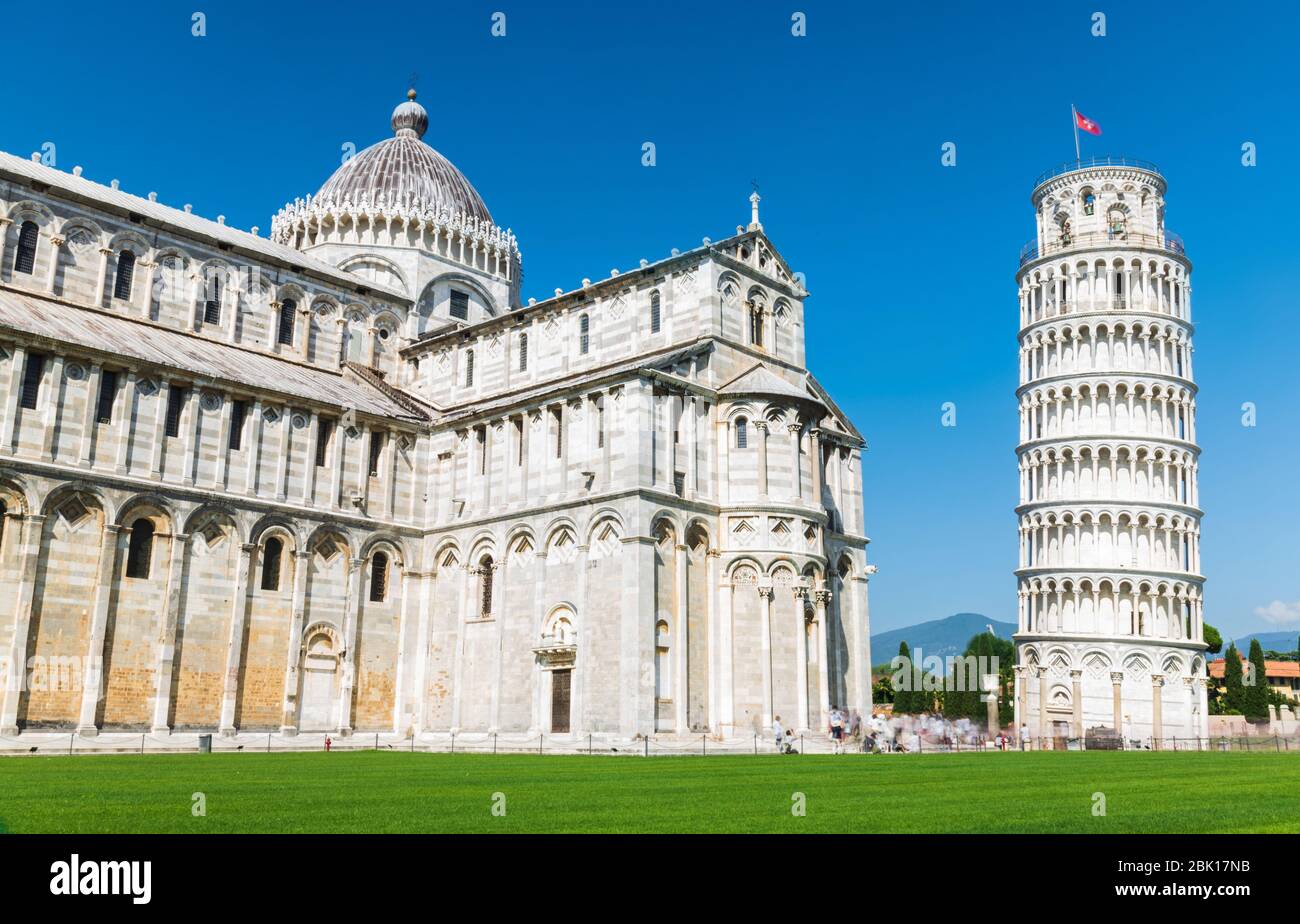 The Leaning Tower of Pisa and Pisa Cathedral complex, Italy Stock Photo ...