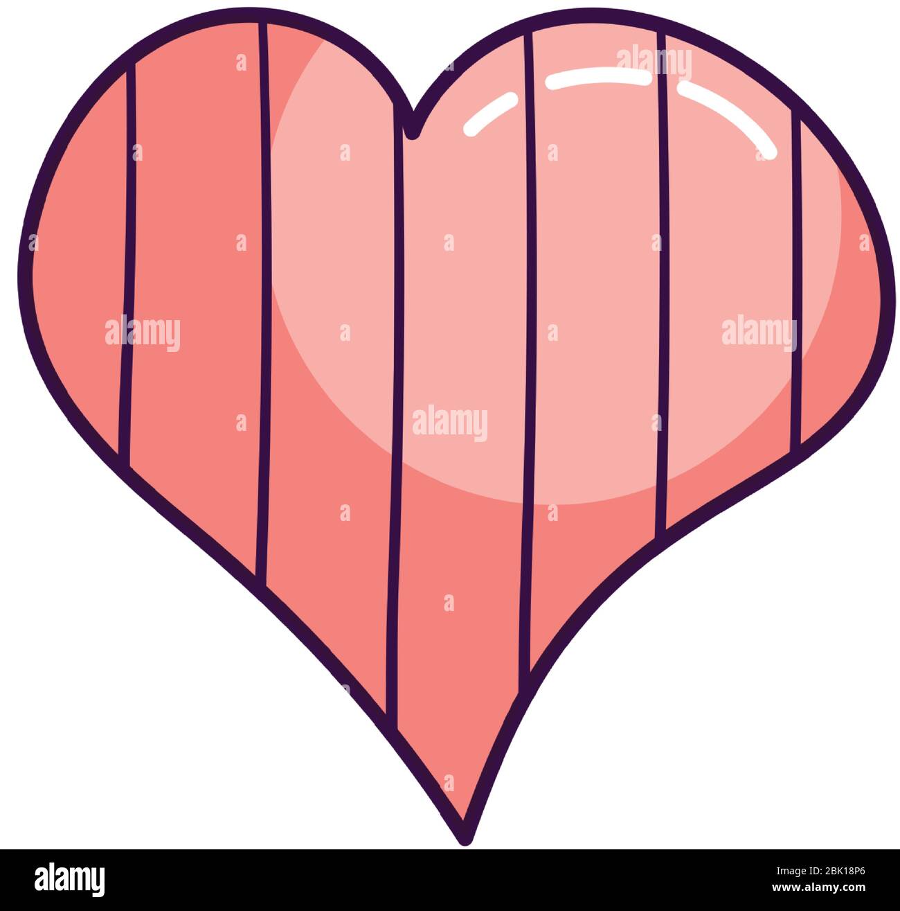 striped heart icon over white background, line color style, vector ...
