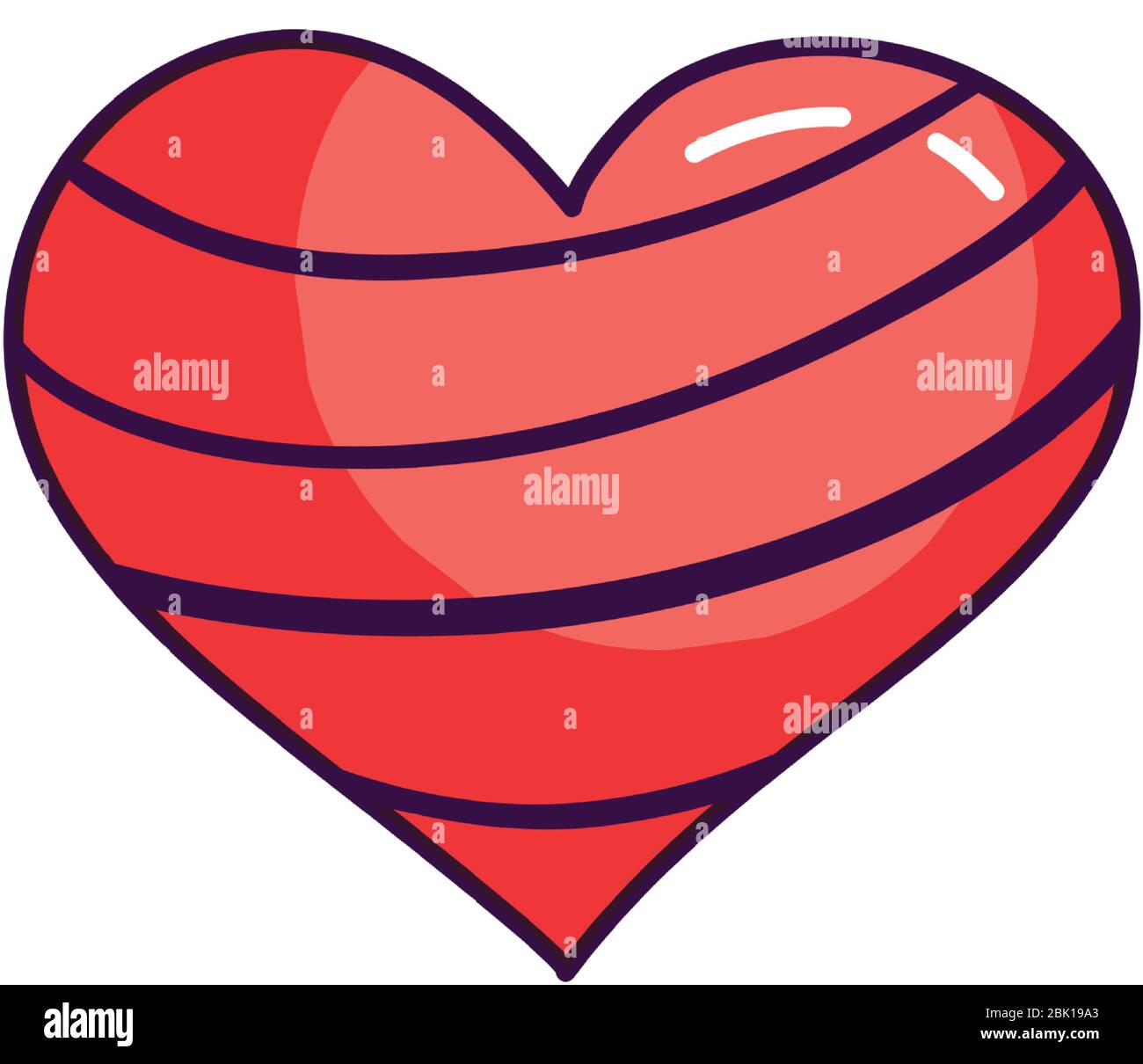 heart with cute lines design over white background, line color style ...