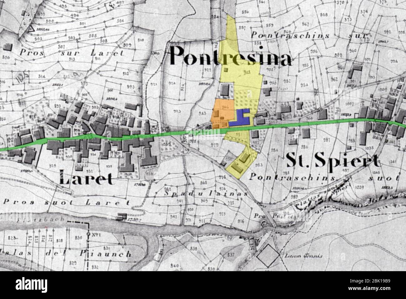 Hotel Pontresina Lageplan Stock Photo - Alamy