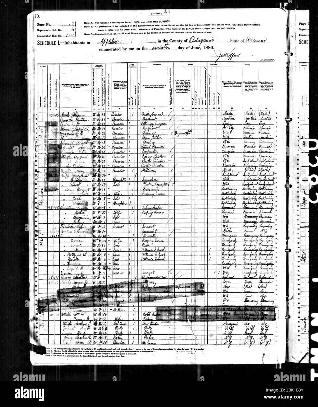1880 census hi-res stock photography and images - Alamy