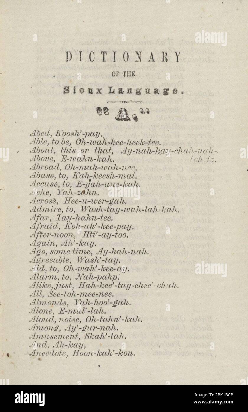 Sioux language hi-res stock photography and images - Alamy