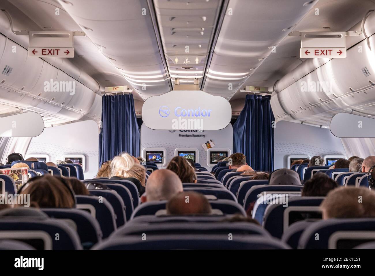 Frankfurt Germany 18.11.19 Condor Air airplane logo passengers and ...