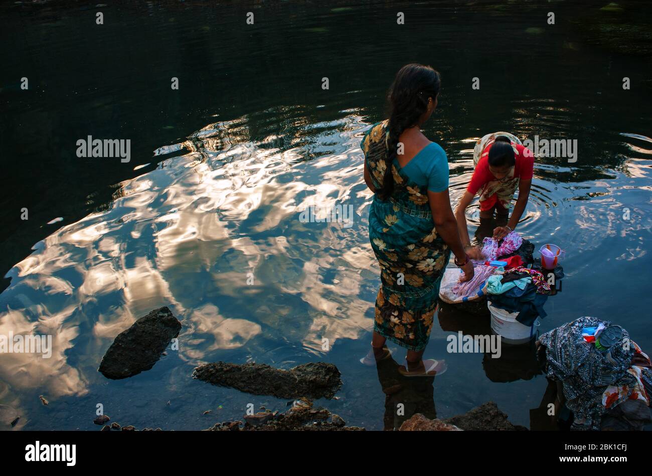 Indian village women washing clothes hi-res stock photography and images - Alamy