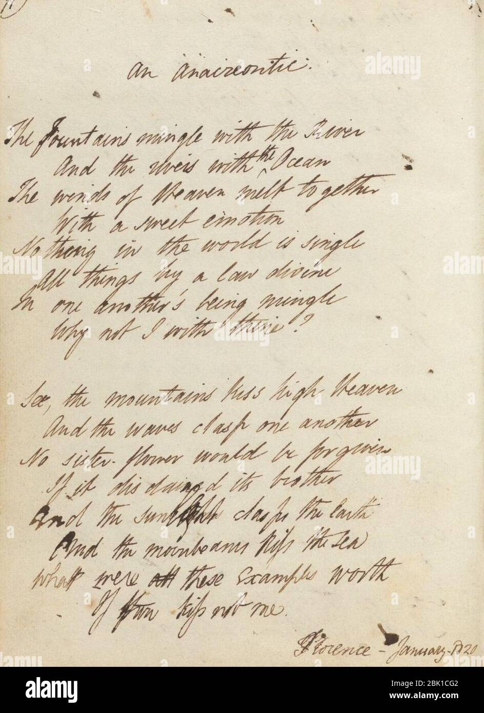 Houghton MS Eng 258.2 - Shelley, An anacreontic Stock Photo - Alamy