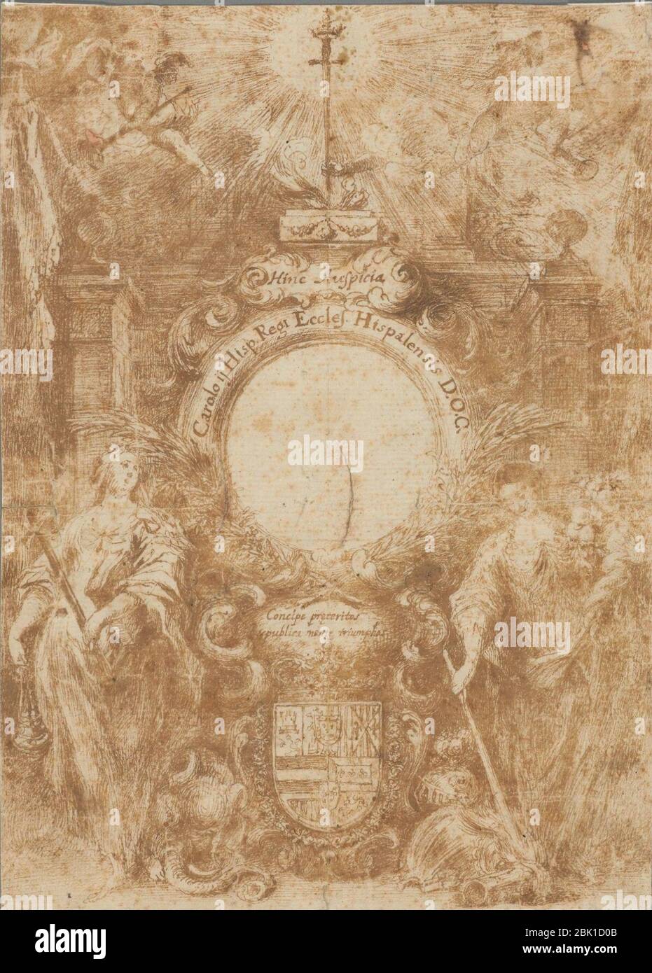 Houghton MS Typ 599 - Francisco de Herrera, frontispiece drawing Stock ...