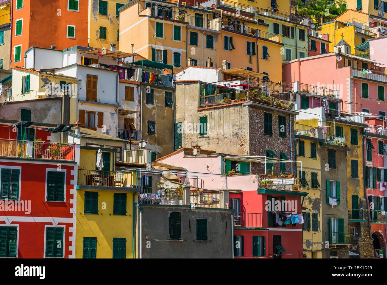Colorful Italian architecture houses in Riomaggiore village, Cinque ...