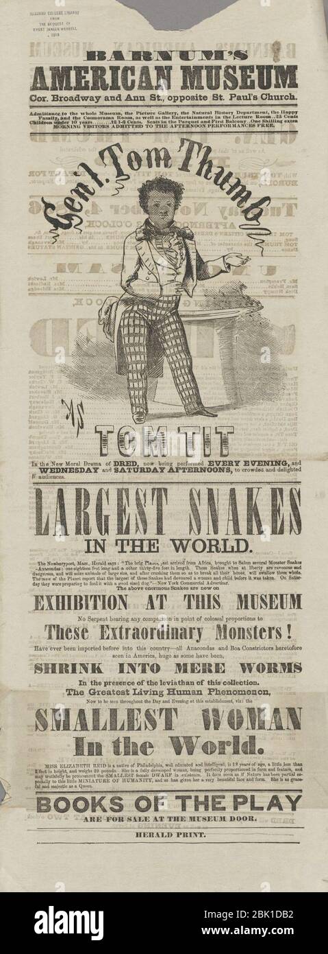Playbill, Barnum American Museum, 1856 Stock Photo - Alamy