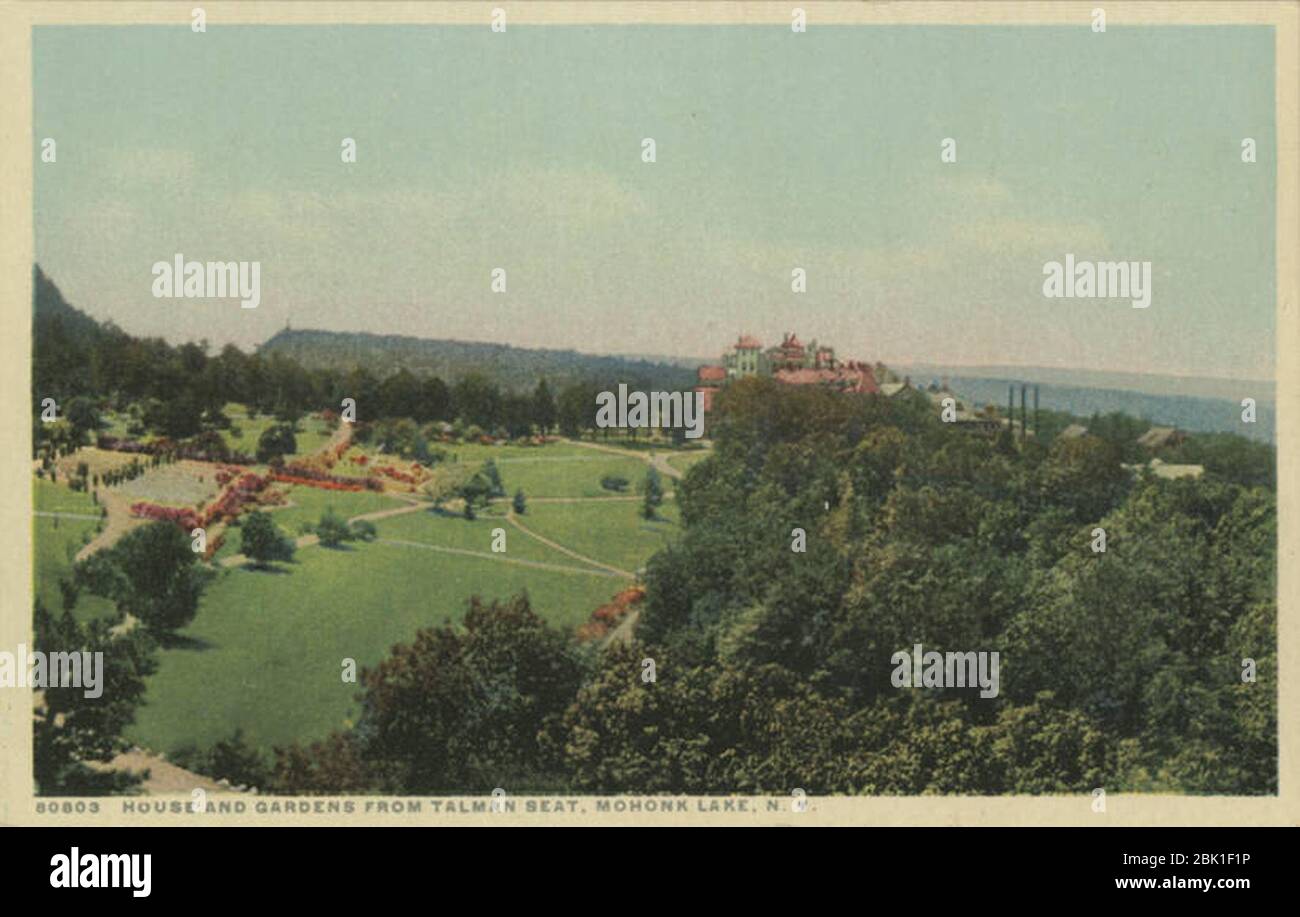 House and Gardens from Talman Seat, Mohonk Lake Stock Photo - Alamy