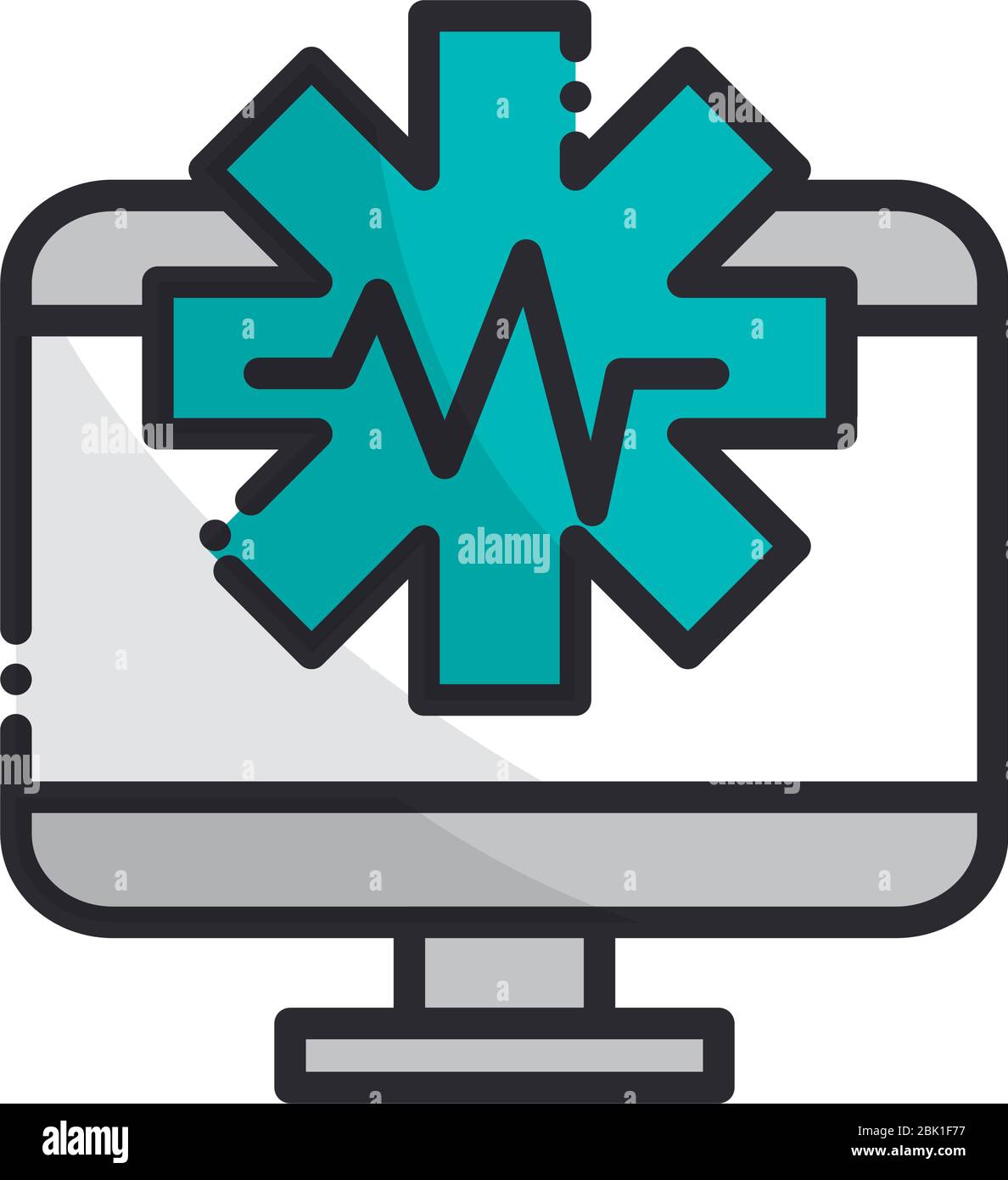 computer digital health care equipment medical vector illustration line ...