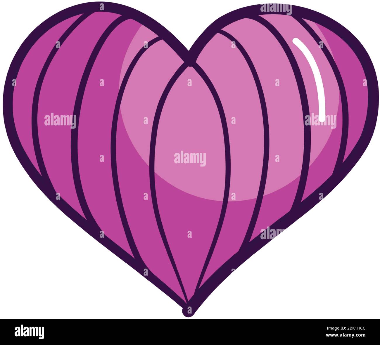 striped heart icon over white background, line color style, vector ...