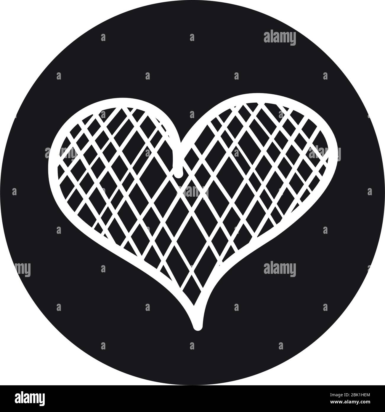 heart with crossed lines design over white background, line block style ...