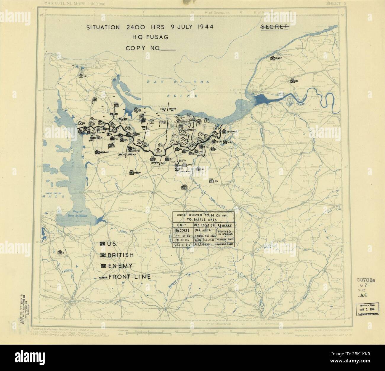 HQ Twelfth Army Group situation map - (Battle of the Bulge-France ...