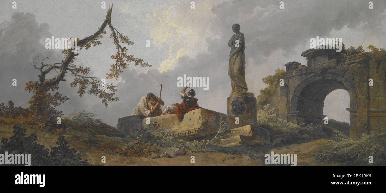 Hubert Robert - The Statue Stock Photo - Alamy