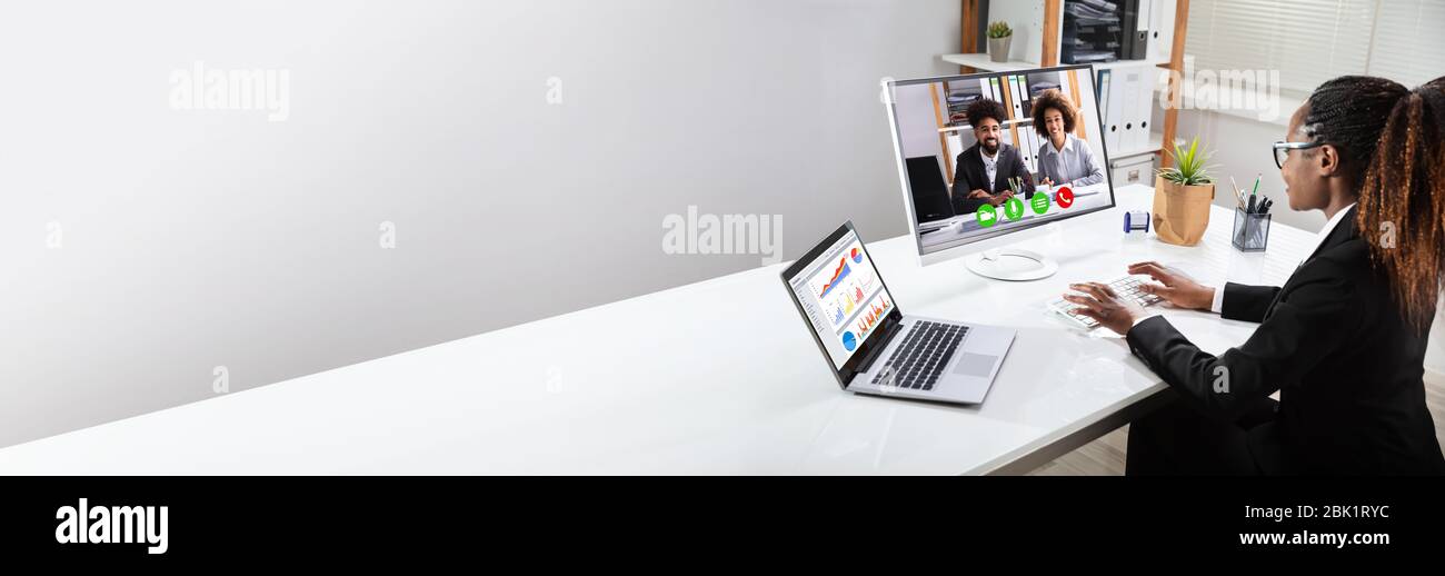 Work From Home Online Video Conference Call Stock Photo - Alamy