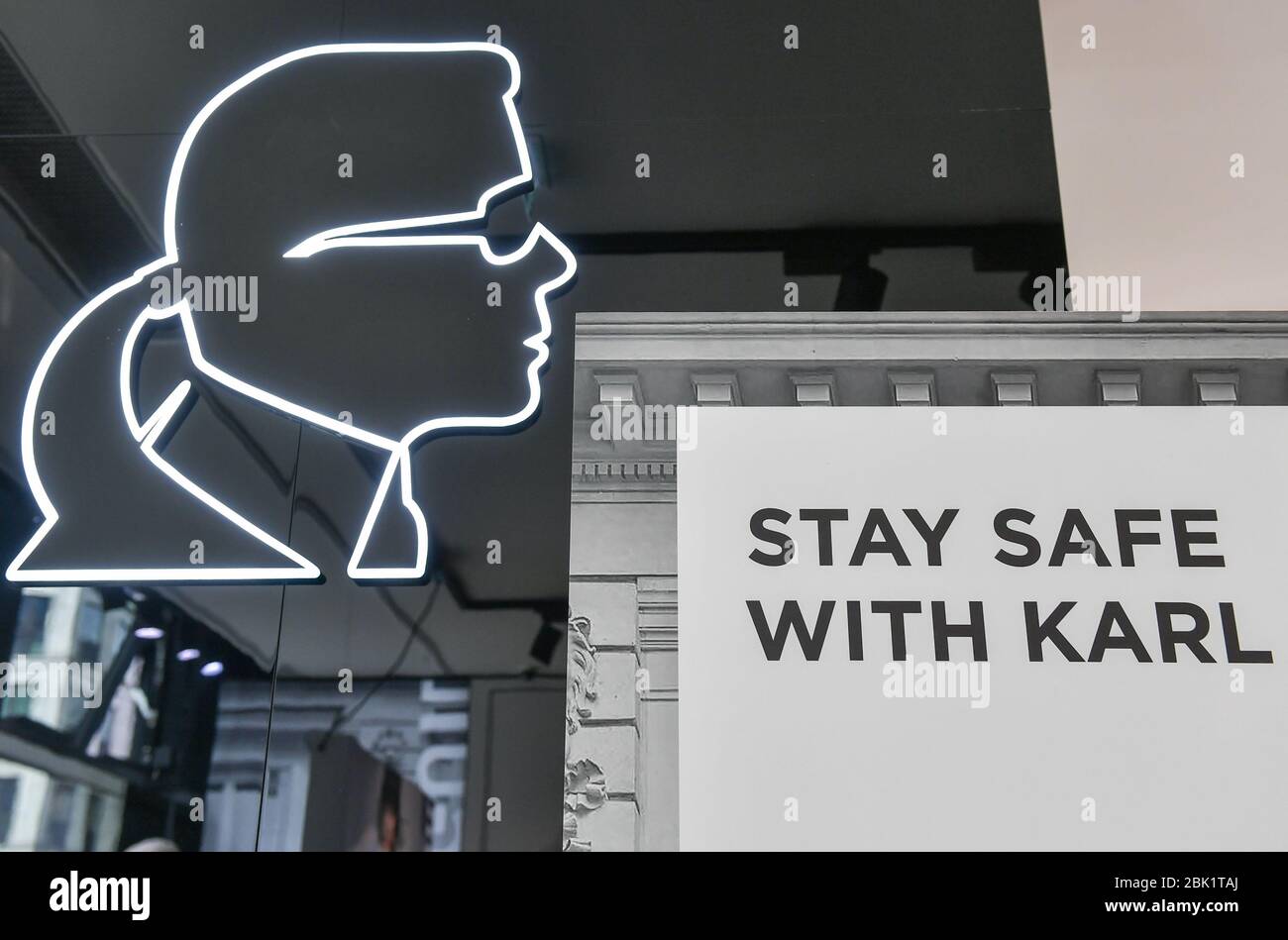 Berlin, Germany. 30th Apr, 2020. The lettering "Stay safe with Karl ...