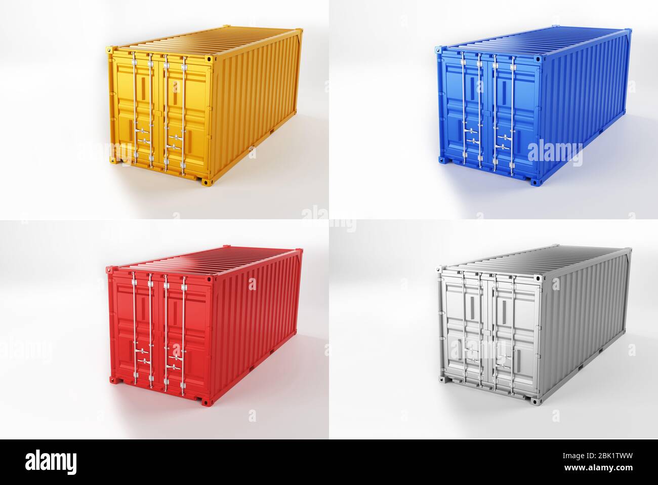 A high quality image of 20ft shipping containers on a white background ...