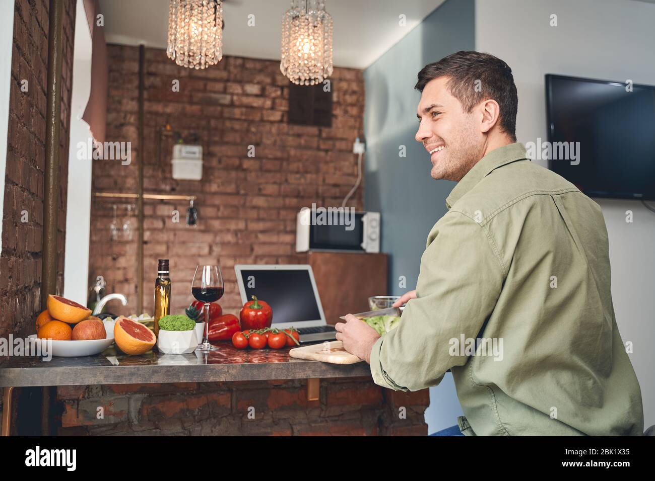 Person cooking for himself hi-res stock photography and images - Alamy