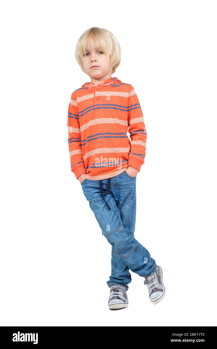 Full body boy fashion model posing in studio isolated on white Stock ...