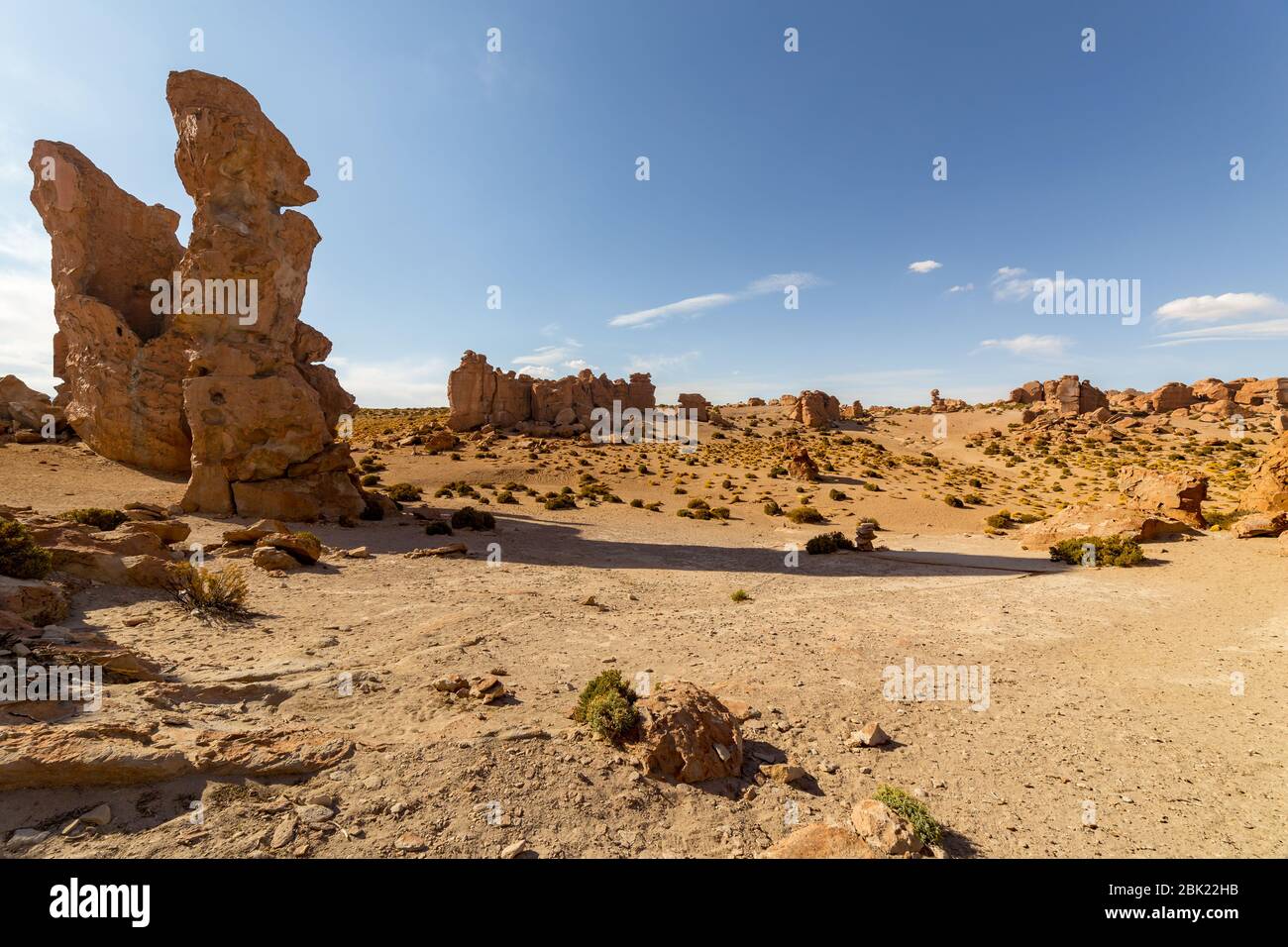 Eroded and bizarre formed orange colored rocks and boulders in Valle de ...