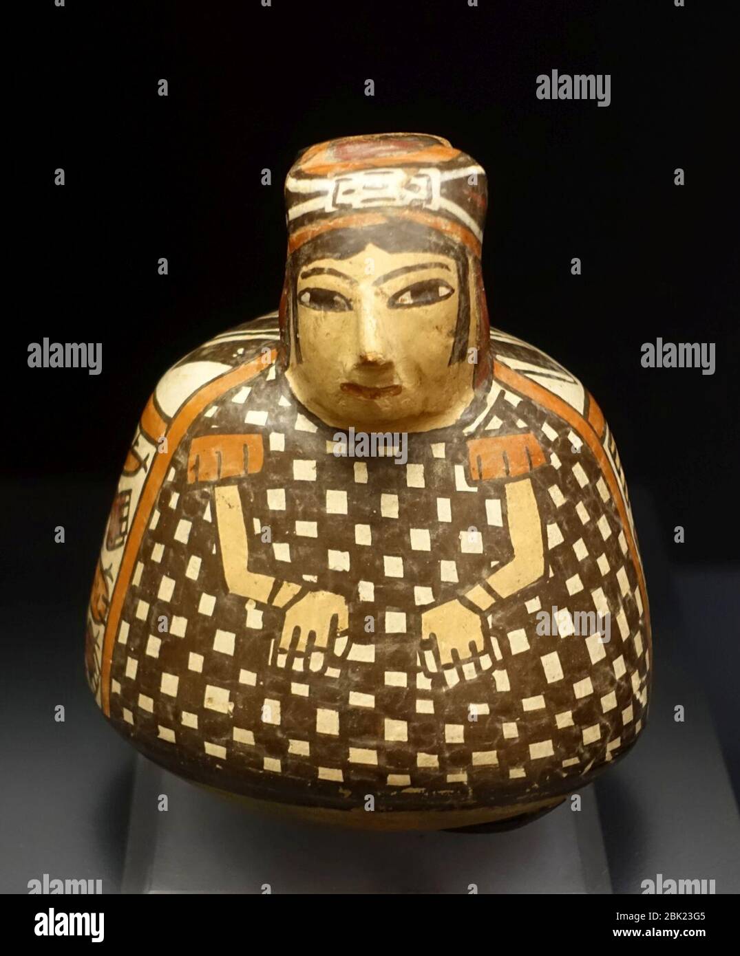 Human effigy bottle with mythical creature on back, Nasca, Peru, Ica ...