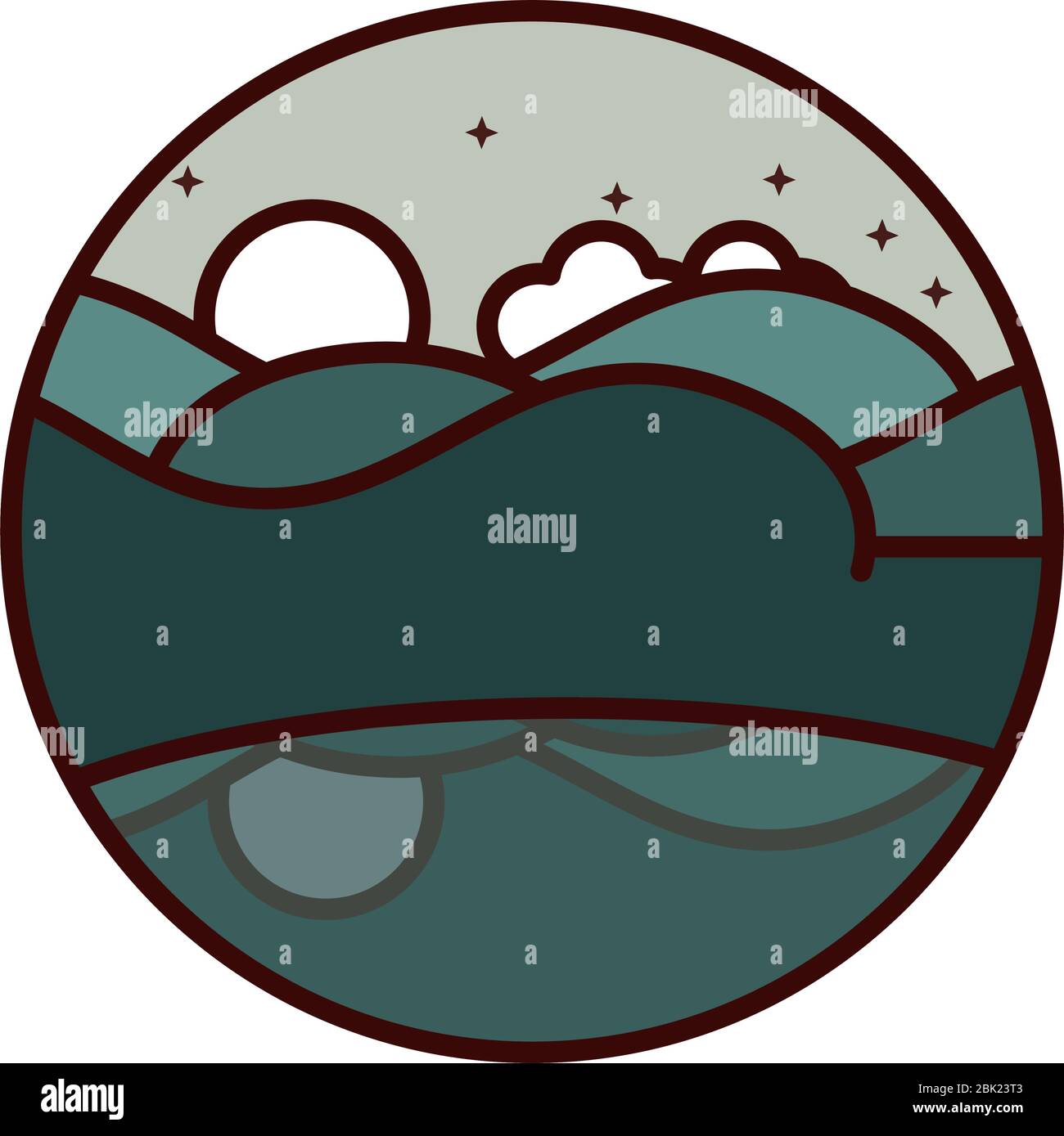 Panoramic reflection view river Stock Vector Images - Alamy