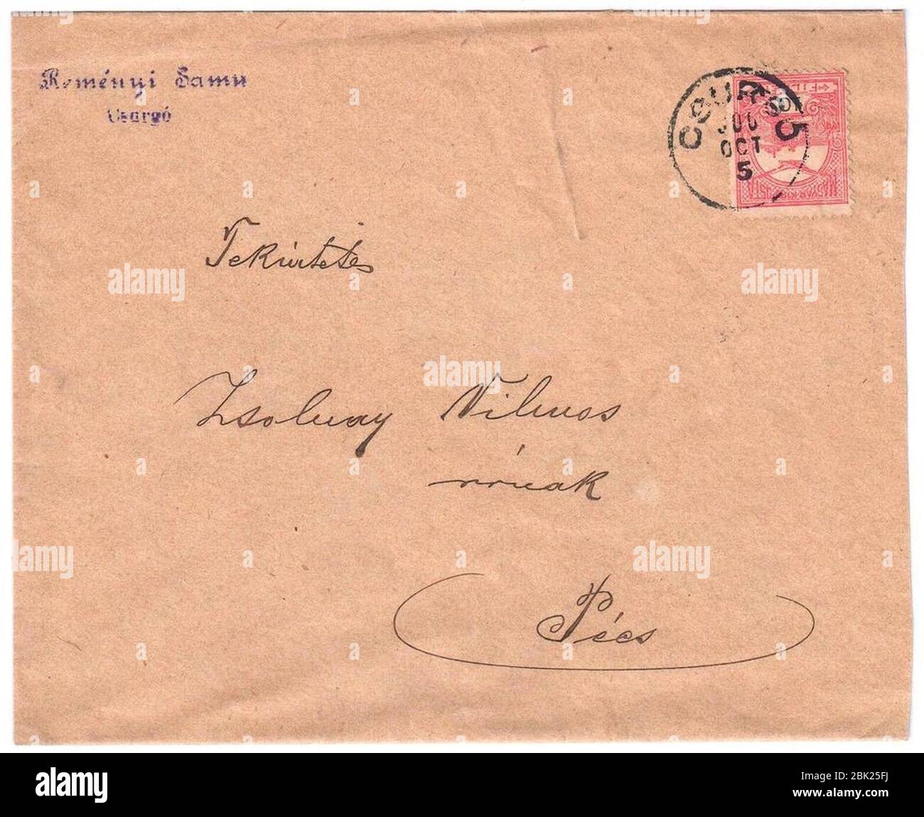 Hungary 1900 cover Osurgo-Pecs Stock Photo - Alamy