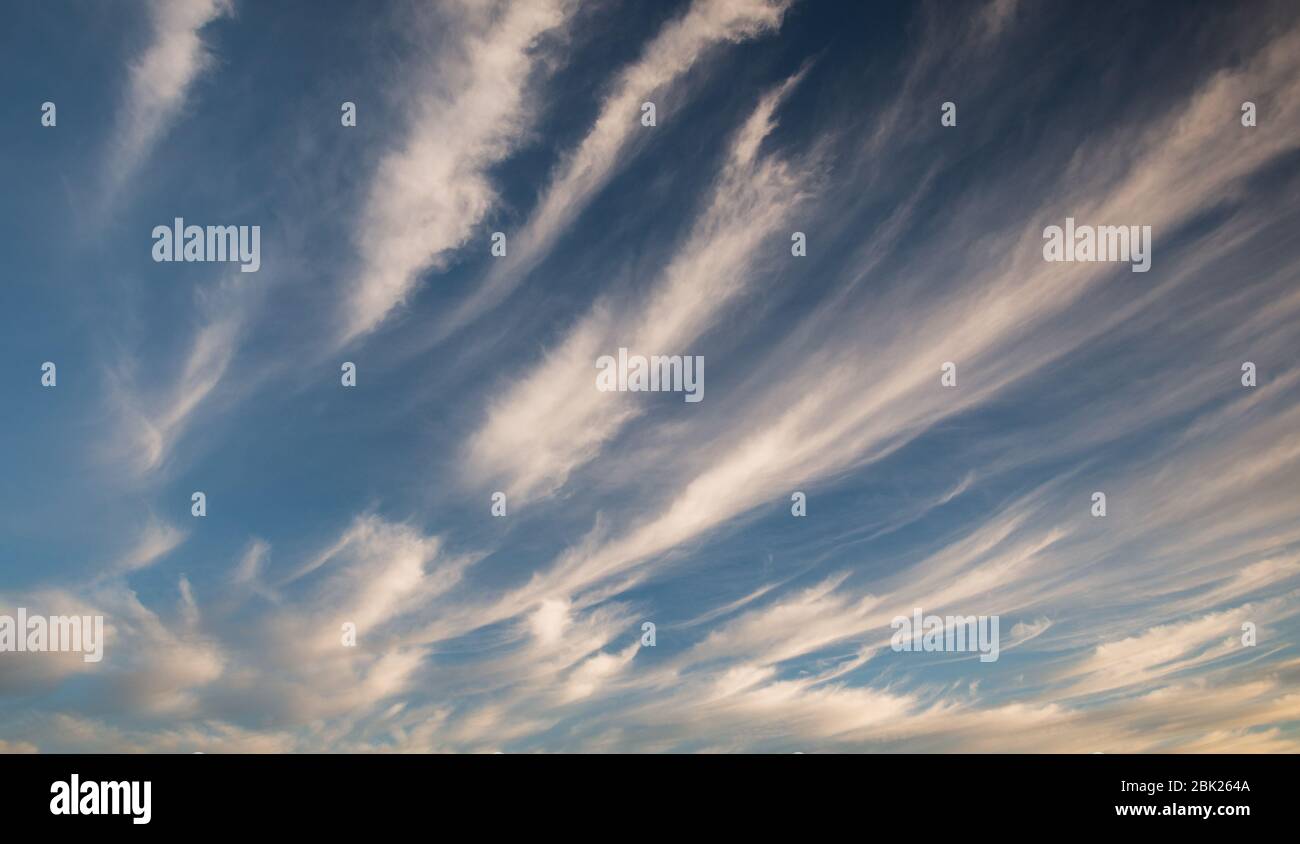 Blue sky background with cirrus clouds, clouds pattern Stock Photo - Alamy